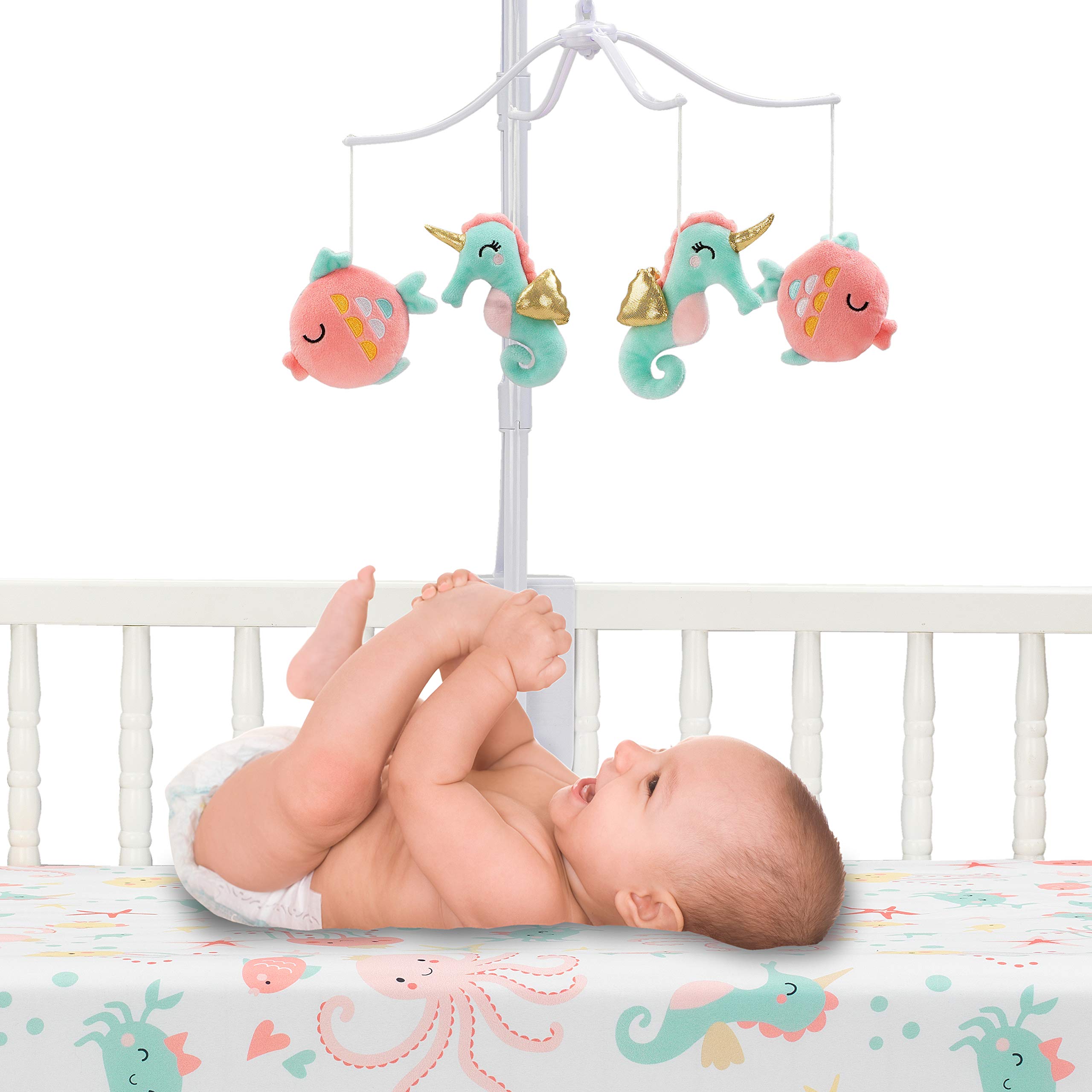 Bedtime Originals Ocean Mist Musical Baby Crib Mobile, Multicolor
