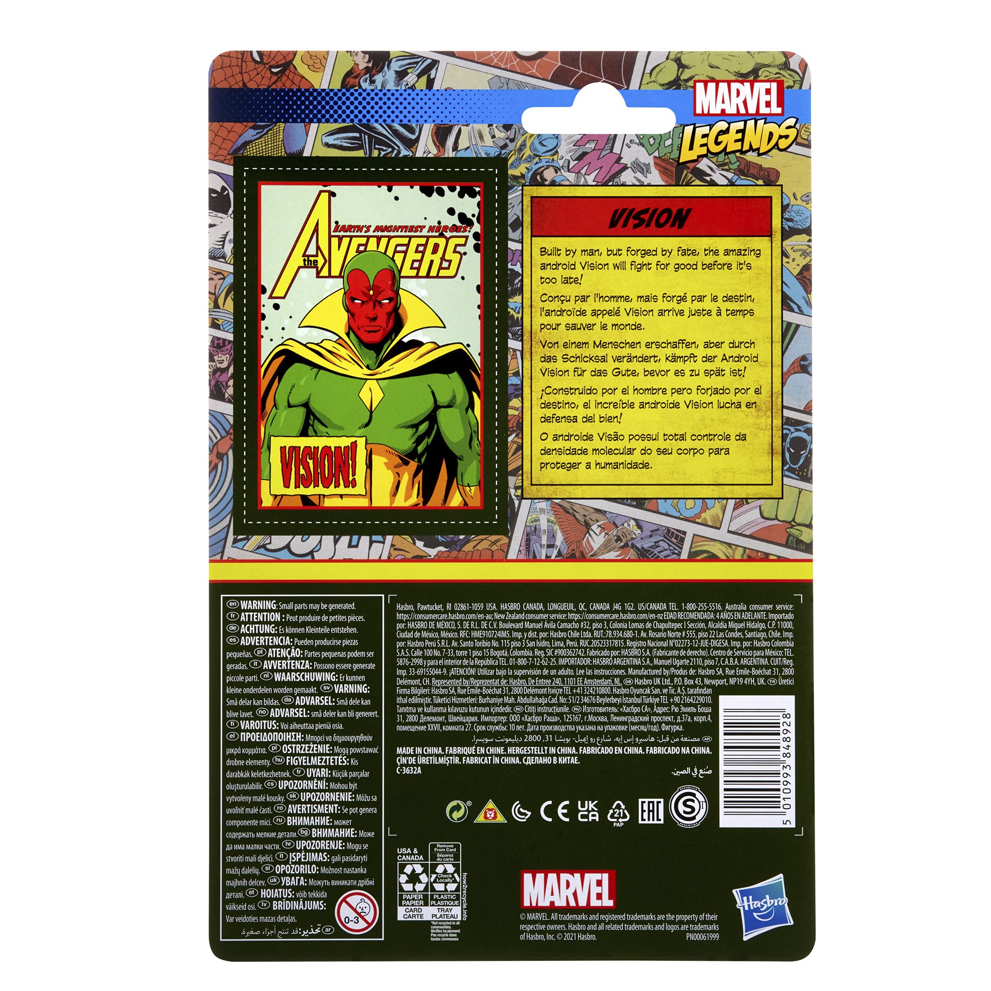 Marvel Hasbro Legends 3.75-inch Retro 375 Collection Vision Action Figure Toy, Yellow