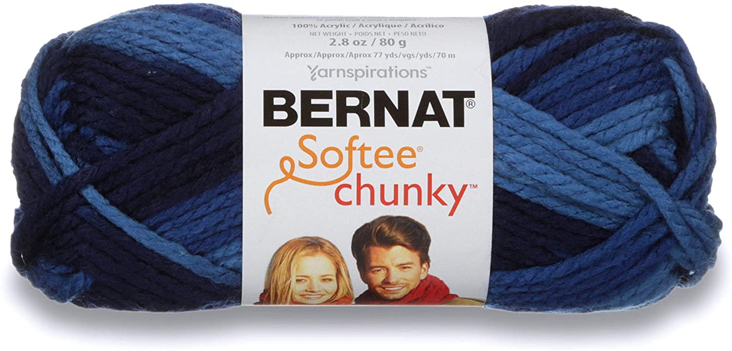 Bernat Yarn Bernat Softee Chunky Yarn - 2.8 oz - 12 Pack with Pattern Cards in Color (Denim Ombre)