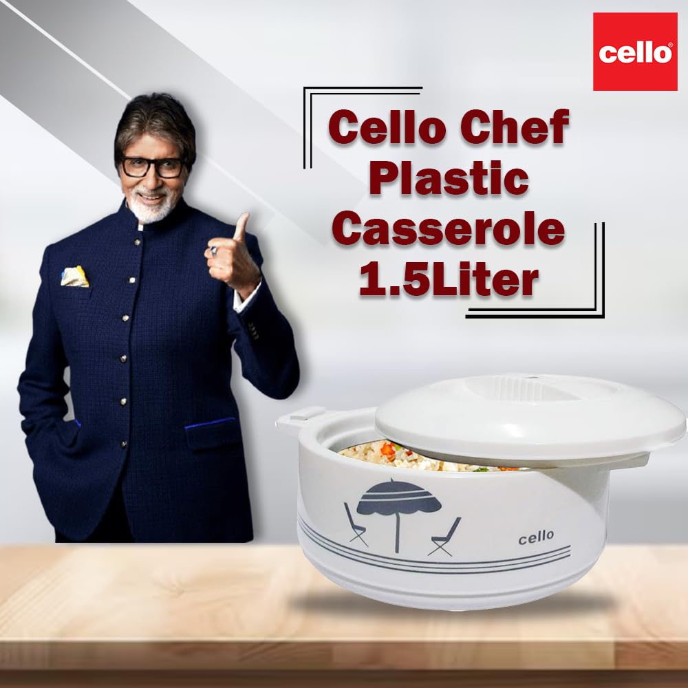 Cello CE-1.5L Chef Deluxe Hot-Pot Insulated 1.5 Litre Casserole Warmer/Cooler with hard thick base, 1500ml
