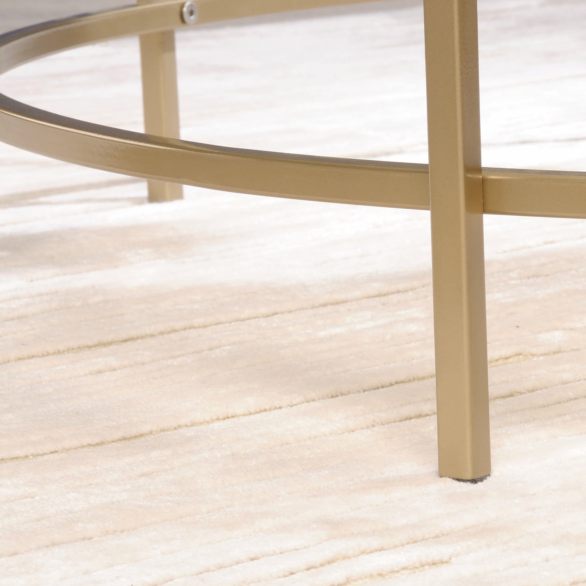 Sauder 417830 Int Lux Coffee Table Round, Glass / Gold Finish