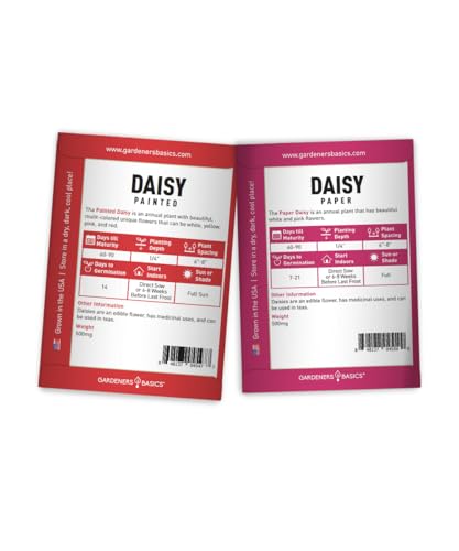 Daisy Seeds for Planting Outdoors Flower Seeds (3 Variety Pack) Alaska Shasta Daisy, Painted Daisy, Yellow Daisy Varieties for Butterflies, Bees, Pollinators Wildflower Seed by Gardeners Basics