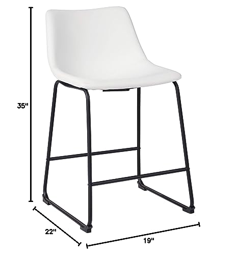 Signature Design by Ashley Centiar Urban Industrial 23.75" Counter Height Bucket Seat Barstool, 2 Count, White
