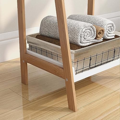 Heliosphere 4-Tier Ladder Bookcase with Solid Bamboo Frame, Versatile Wood Oxford βAβ Frame Ladder Display Bookcase with 4 Open Shelves, Display Bookshelf for Home Office Living Room (White2)
