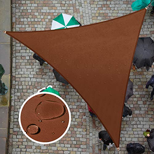 ColourTree 16' x 16' x 16' Brown TADT16 Triangle Waterproof Sun Shade Sail Canopy Awning Shelter, 95% UV Block Water Resistant, Garden Carport Outdoor Patio (We Customize)