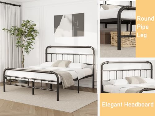 Bednowitz Queen-Bed-Frame-with-Headboard and Footboard, 18 Inch High Metal Platform Queen-Size-Bed-Frame, 4000 Lbs Heavy Duty Steel Slats Support, No Box Spring Needed, Noise Free