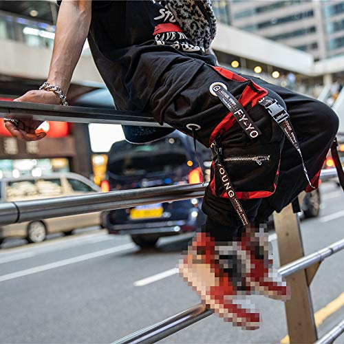 Hello MrLin Men's Jogger Pants Punk Cargo Baggy Techwear Hip Hop Harem Pants Streetwear Tactical Track Pants Black