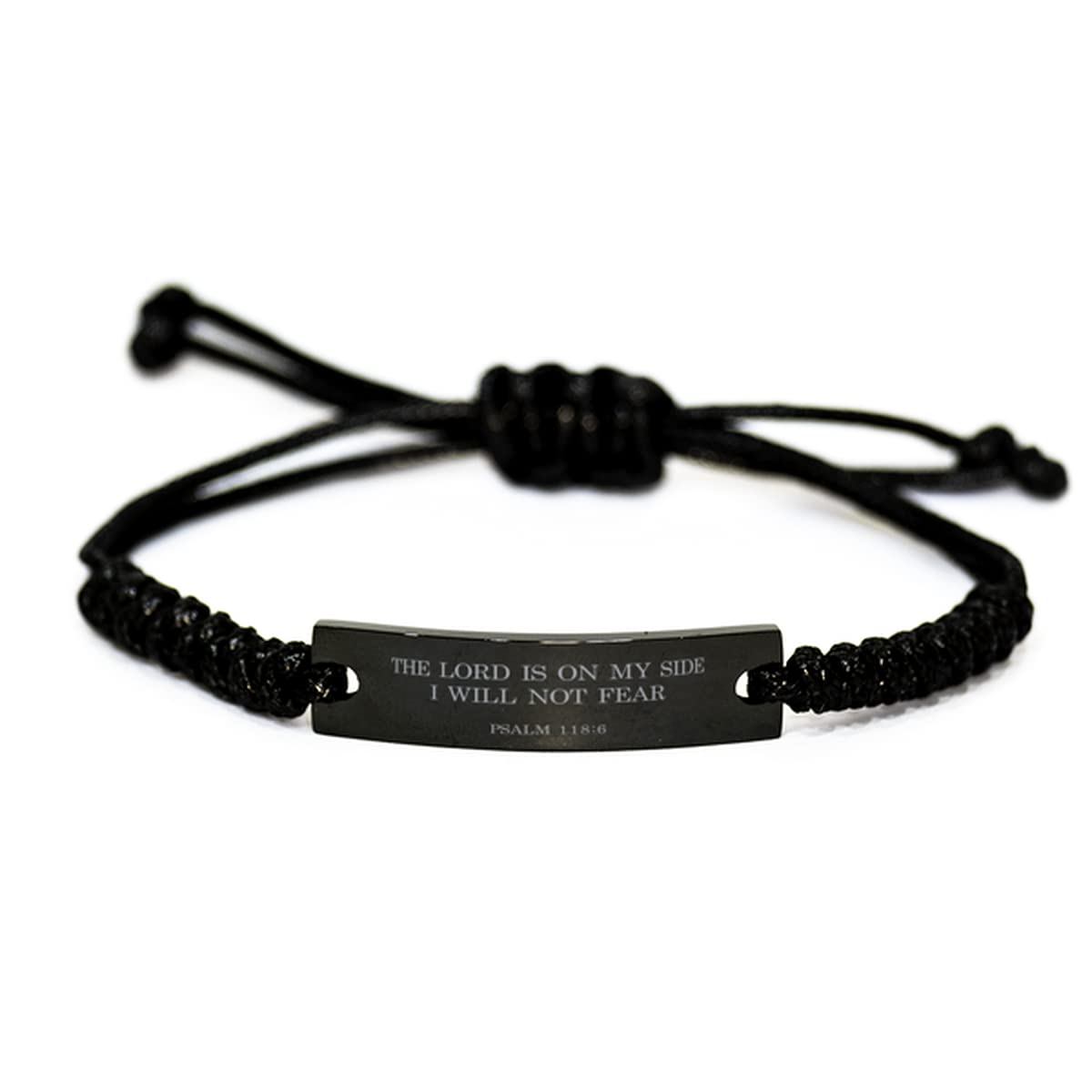 Bible Verse For Christian Black Rope Bracelet,THE LORD IS ON MY SIDE I WILL NOT FEAR PSALM 118:6,Scripture Cuff Bangle Gifts
