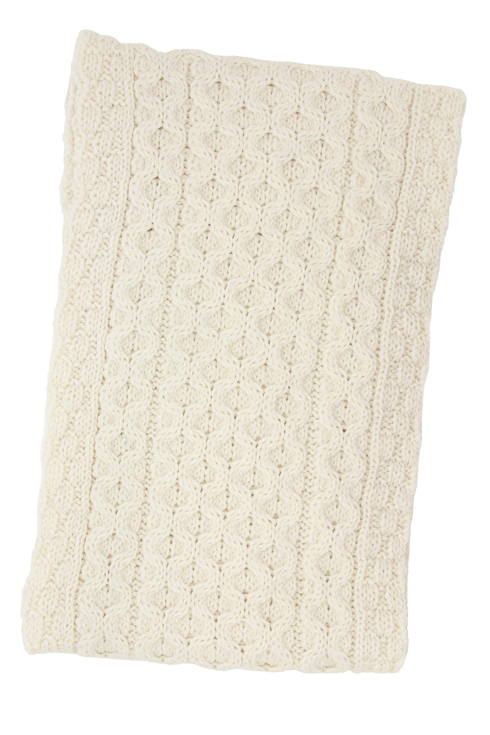 Aran Crafts Irish Shamrock Soft Cable Knitted Scarf 9"x60" (100% Merino Wool)