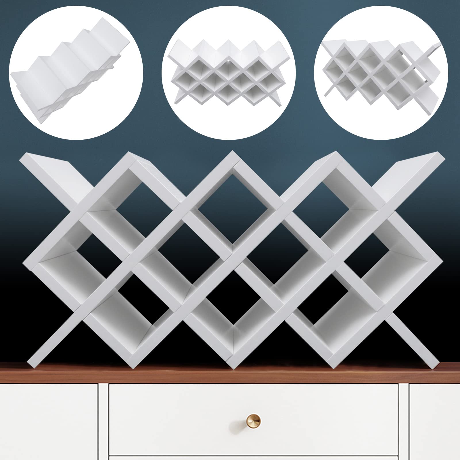 CeRaBuRET Ten-Cell Wine Rack, Wine Bottles Rack Wall-Mounted Wine Holder Shelf Liner Wine Cabinet Shelf, Countertop Free-Standing Wine Rack for Holding All Kinds of Wine