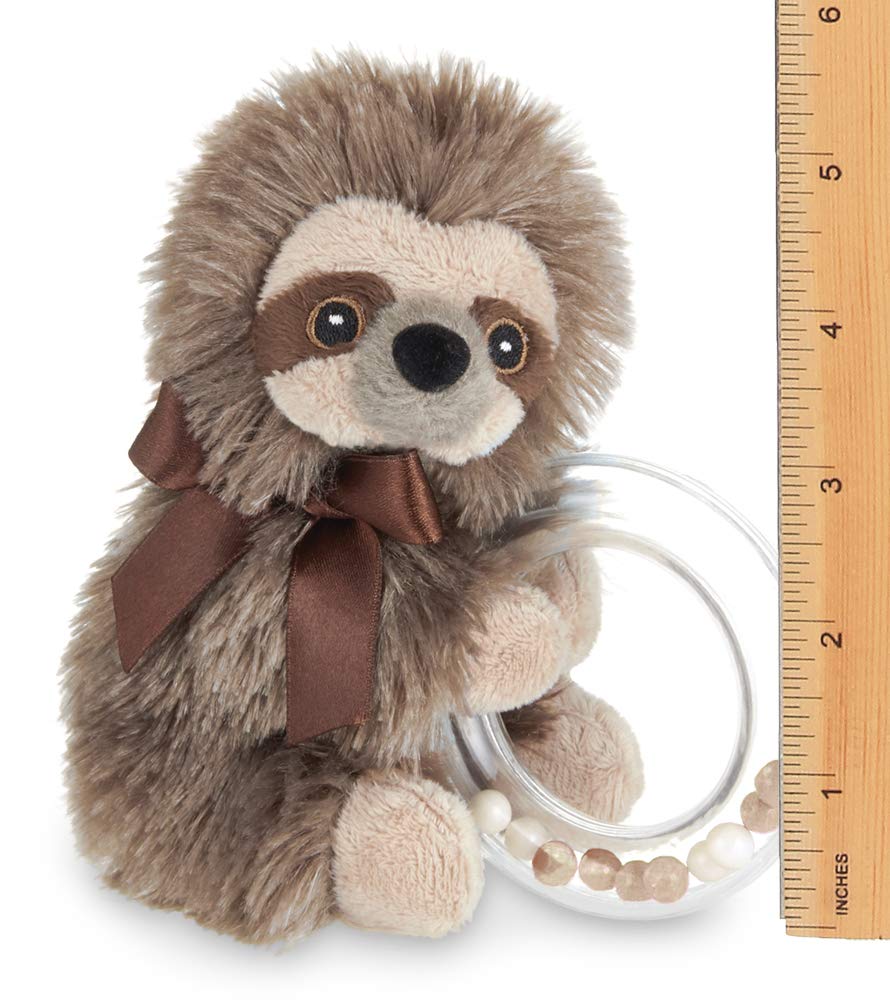 Bearington Baby Lil' Speedy Plush Stuffed Animal Sloth Shaker Rattle Ring Rattle, 5.5 inches