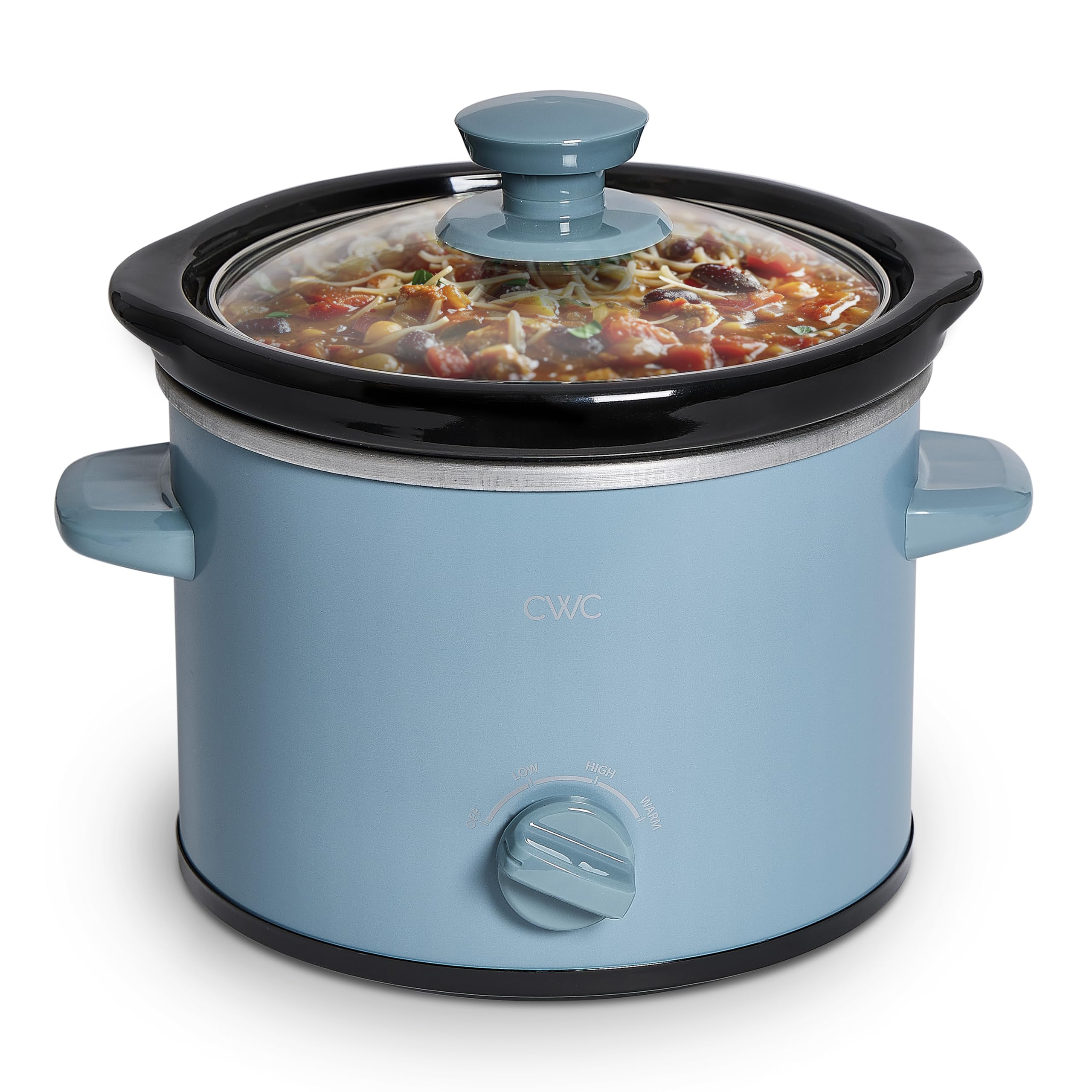 COOK WITH COLOR 2QT Mini Electric Round Slow Cooker - Adjustable Settings, Removable Stoneware Pot, Tempered Glass Lid, Dishwasher Safe, Cool-Touch Side Handles, Dusty Rose