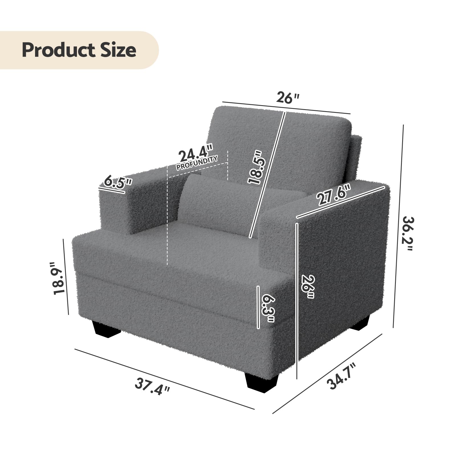 smilesun 89.2'' Sofa Teddy Velvet Upholstered Modern Sofa with Lumbar Pillows, Sectional Spring Cushion Seats, Padded Armrest Extra Deep Couch for Living Room in Elegant White
