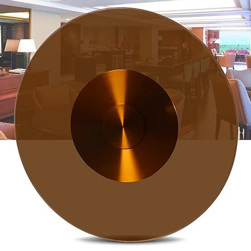 DOUKI 40In Tempered Glass Lazy Susan Turntable For Dining Table Swivel Serving Plate, Thick Tempered Glass Turntable Rotating Serving Tray Brown (Color : Brown, Size : 70cm(28inch))