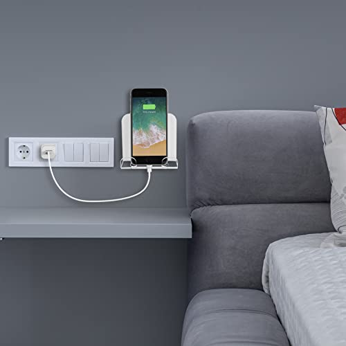 Cosmos 2 Pcs Wall Mount Phone Holder Cell Phone Wall Holder Smartphone Charging Stand Bedside Organizer Storage Bracket Compatible with Most Phone and Mini Tablet for Home Office Bedroom Living Room