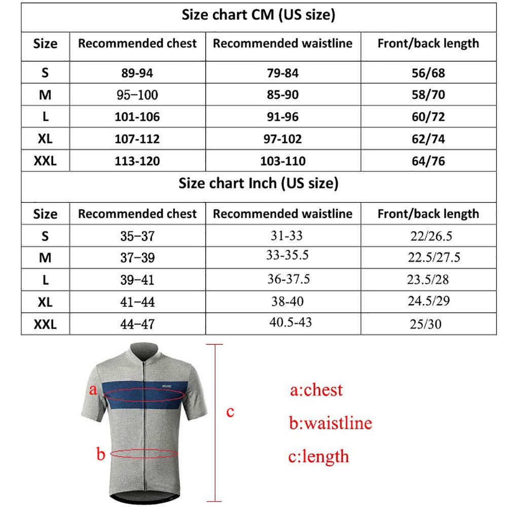 ARSUXEO Men's Elastic Cycling Jersey Short Sleeves MTB Bike Shirt 639 Dark Gray Size Medium