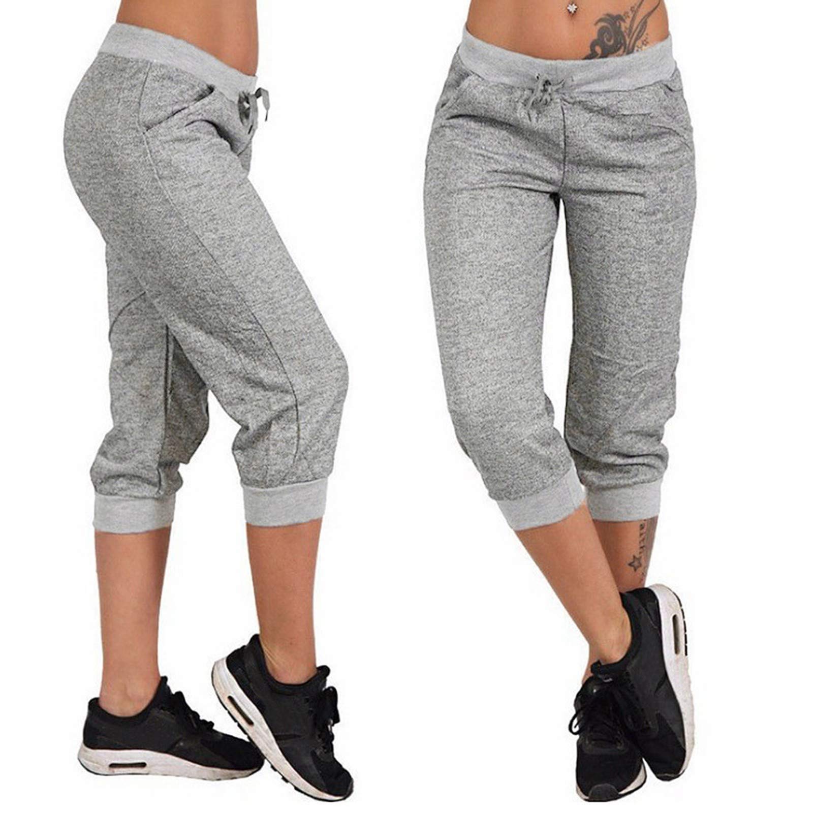 Casual Solid Short Trouser Pants Pants Fashion Women's Pants Sweat Shorts Women Set Grey