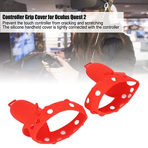 VR Joystick, Controller Grip Cover Antislip Silicone Adjustable Comfortable Washable Sweatproof for Quest 2(red)