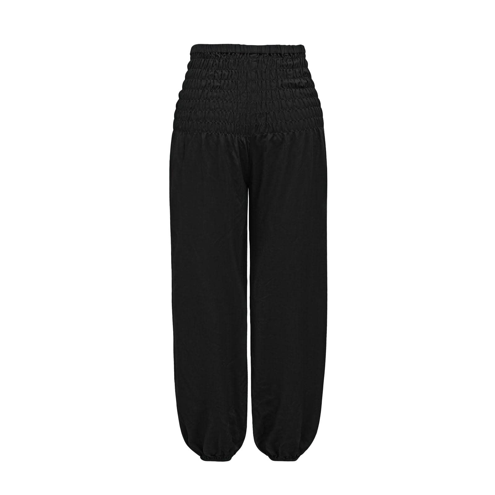 Casual Yoga Pants for Women Cinch Bottom Loose Plain Elastic Waist Wide Leg Dancing Pants with Pocket Drawstring Light Weight Gym Trousers Lounge uk harem cargo Pure Solid Color E75-Black