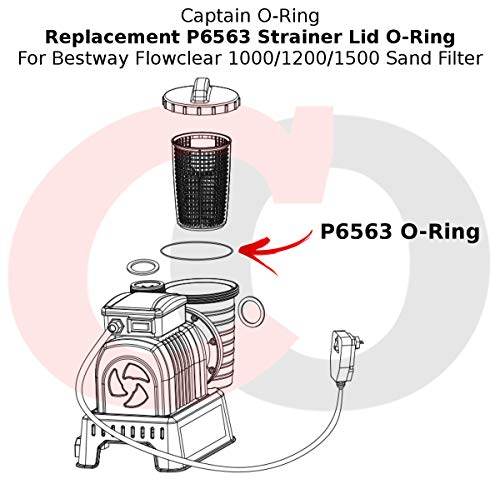 Captain O-Ring - Replacement P6563 O-Ring for Bestway Flowclear 1000/1200/1500 Sand Filter Strainer Lid (2 Pack)