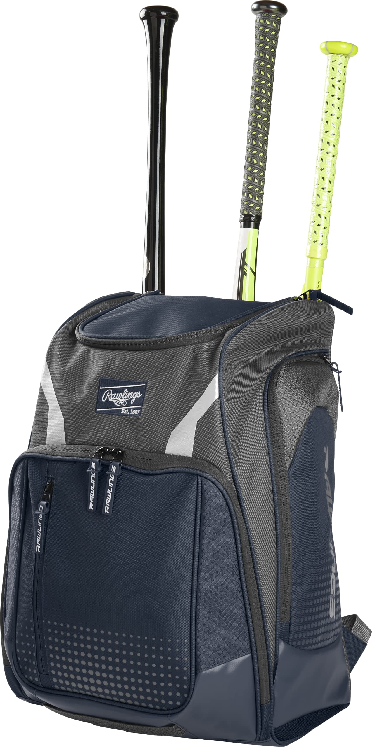 Rawlings | LEGION Backpack Equipment Bag | Baseball & Softball | Navy/Grey
