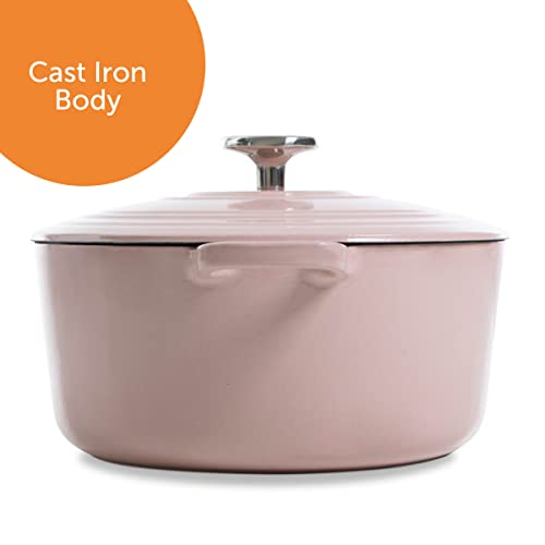BK Cookware Bourgogne Enameled Cast Iron 7QT Dutch Oven, Dusty Pink