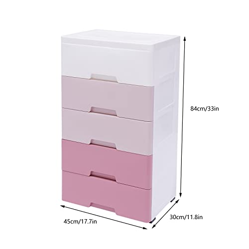 simimasen 5-Layer Pink Storage Drawers Plastic Drawers Dressers Cabinet for Storing Clothes, Towels, Toys