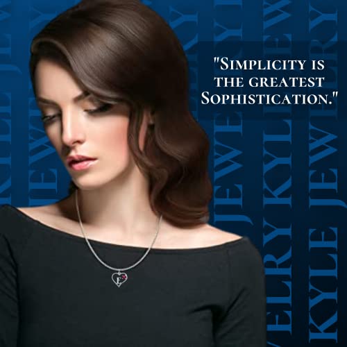 Arbach’s Icy Jewelry - Sterling Silver Box Chain Personalized Birthstone Pendant Statement Necklace - Heart & Letter (E)