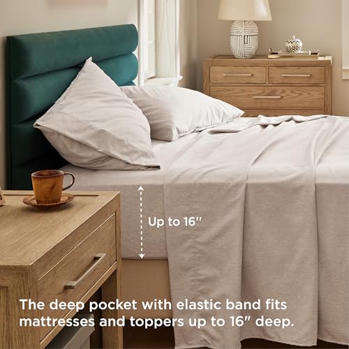 Bedsure Full Size Sheets - Ultra Soft Cationic Dyed Bed Sheets, Fits Mattresses up to 16" Thick, Breathable Full Sheets, Hotel Luxury Bedding Sheets and Pillowcases, 4 Pieces, Warm Taupe