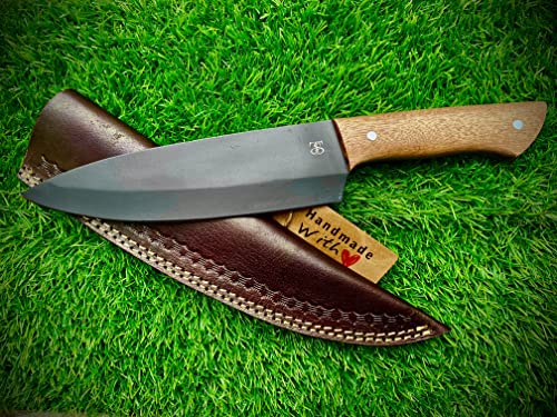 CHEFS Knife 8 inch - Japanese Kitchen Knife, High Carbon Steel Knife with Wood Handle & Superb Edge Retention - Durable Vegetable Knife, Cooking Knife, Razor Sharp Knife for Home & Restaurant