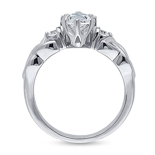 BERRICLE Sterling Silver Celtic Knot Wedding Engagement Rings Cubic Zirconia CZ 3-Stone Cocktail Promise Ring for Women, Rhodium Plated Size 9