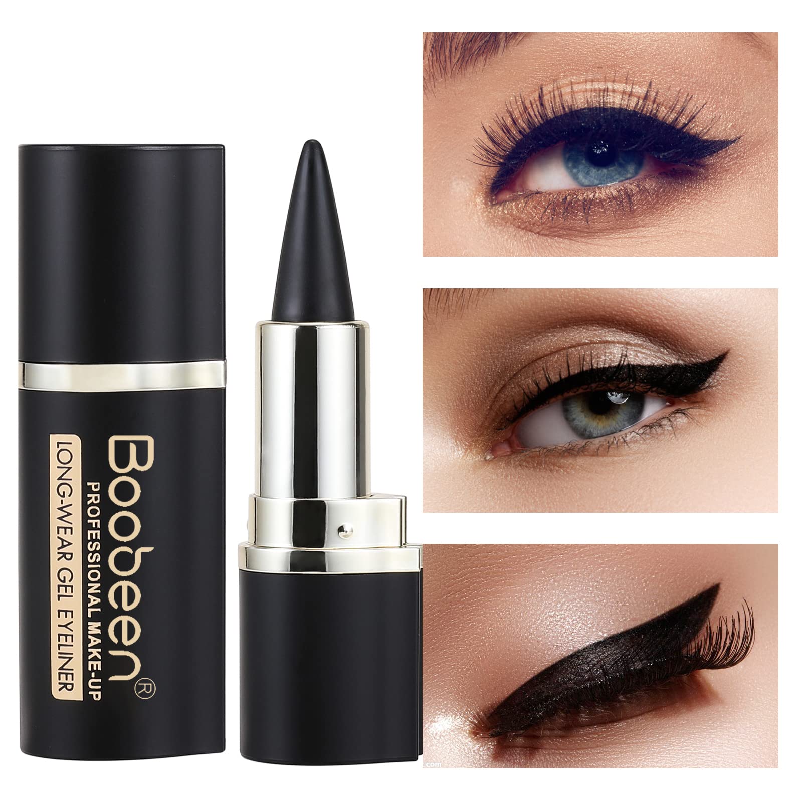Boobeen Eyeliner Pencil - Black Eyeliner Pen Gel - Quick Drying Formula Eye Liner - Waterproof Smudge-proof All Day Eyeliner Makeup - Long Lasting Create Statement Eye Look (Silver)