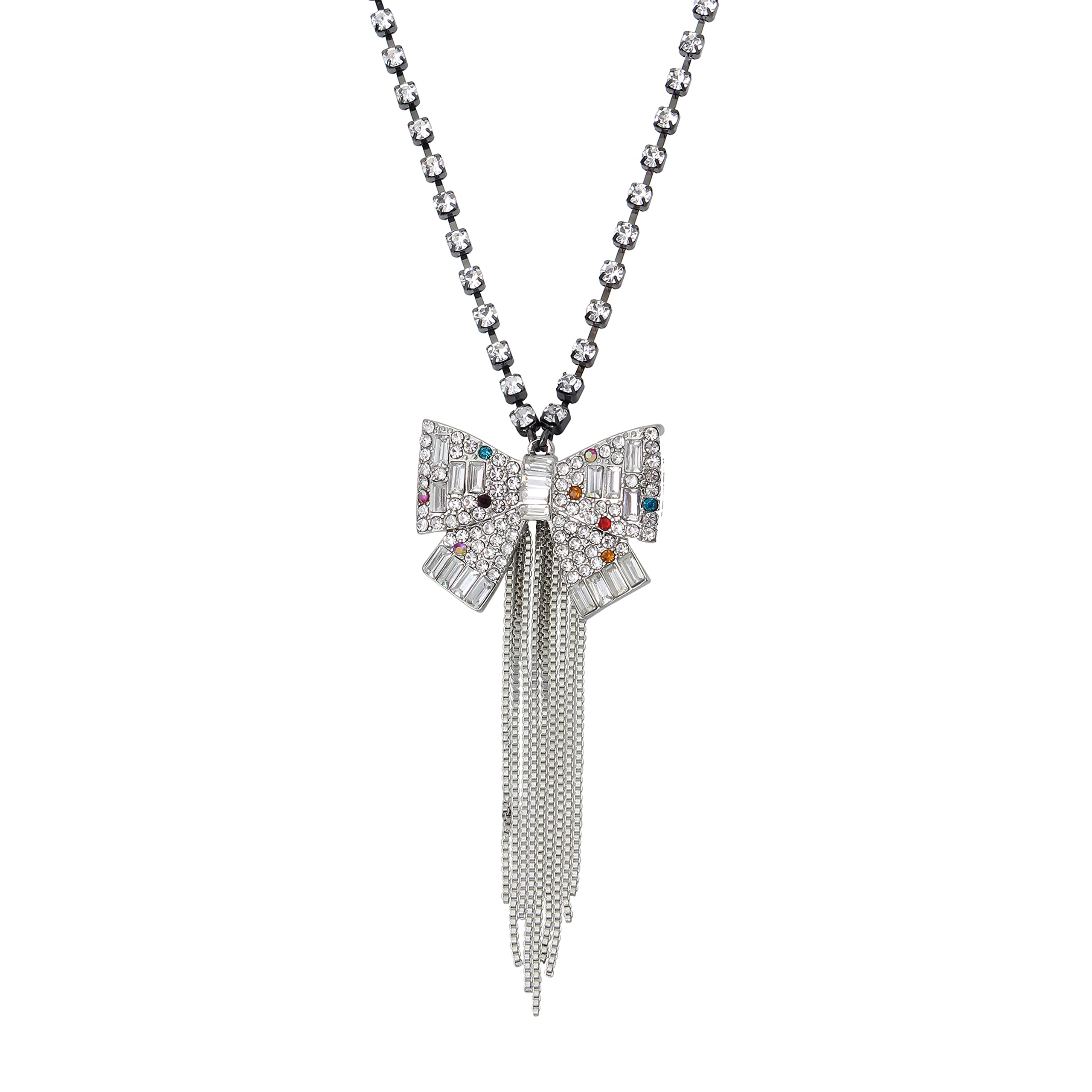 Betsey Johnson Bow Fringe Pendant Necklace