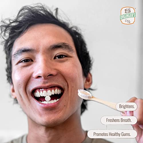 Dr. Ginger's White Charcoal Toothpaste Tablets, Eco-Friendly Travel Chewable Tabs for Whitening, Fresh Breath, & Gum Support, Enamel-Safe, Coconut Mint Flavor, Fluoride-Free 0.75oz Tin, 60 Tablets