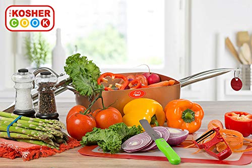 The Kosher Cook Parve Green Kitchen Knife - 4β Steak and Vegetable Knife - Razor Sharp Pointed Tip, Serrated Edge - Color Coded Kitchen Tools