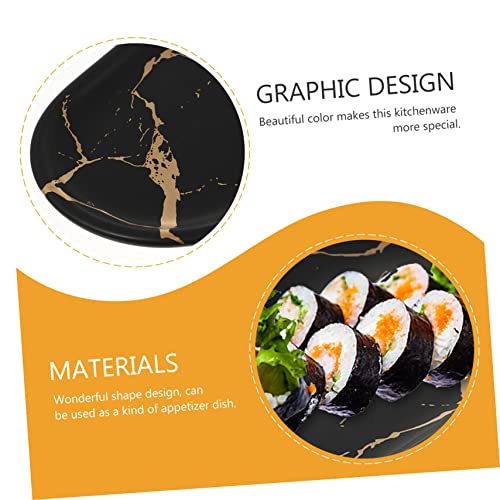 Cabilock 1pc Ceramic Dish Black Marble Tray Serving Platters Beverage Serving Tray Dessert Platter Ceramic Serving Plate Trays Serving Dishes Fruit Serving Dish Snack Storage Box Household
