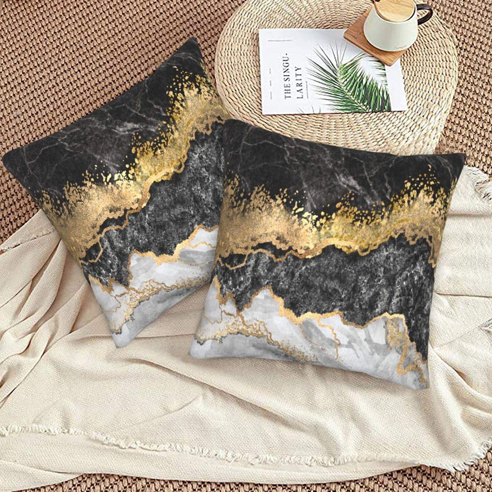 Black and White Throw Pillow Covers 18 X 18 Inch Set of 2 Modern Abstract Art Line Boho Decorative Pillow Cases Cushion Covers for Sofa Couch Car Bedroom Home Decor