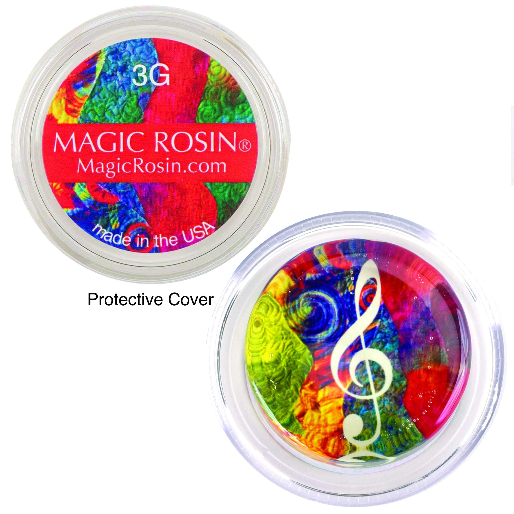 Magic Rosin - 3G Groovy Treble Clef - Premium Grade Instrument Rosins for Violin, Viola and Cello Bows - Excellent Grip - Delivers a Clear, Complex Tone - Purified Transparent Pine Rosin - USA Made