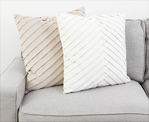 Thro by Marlo Lorenz Velvet Pillow, 1 Count (Pack of 1), Soft White
