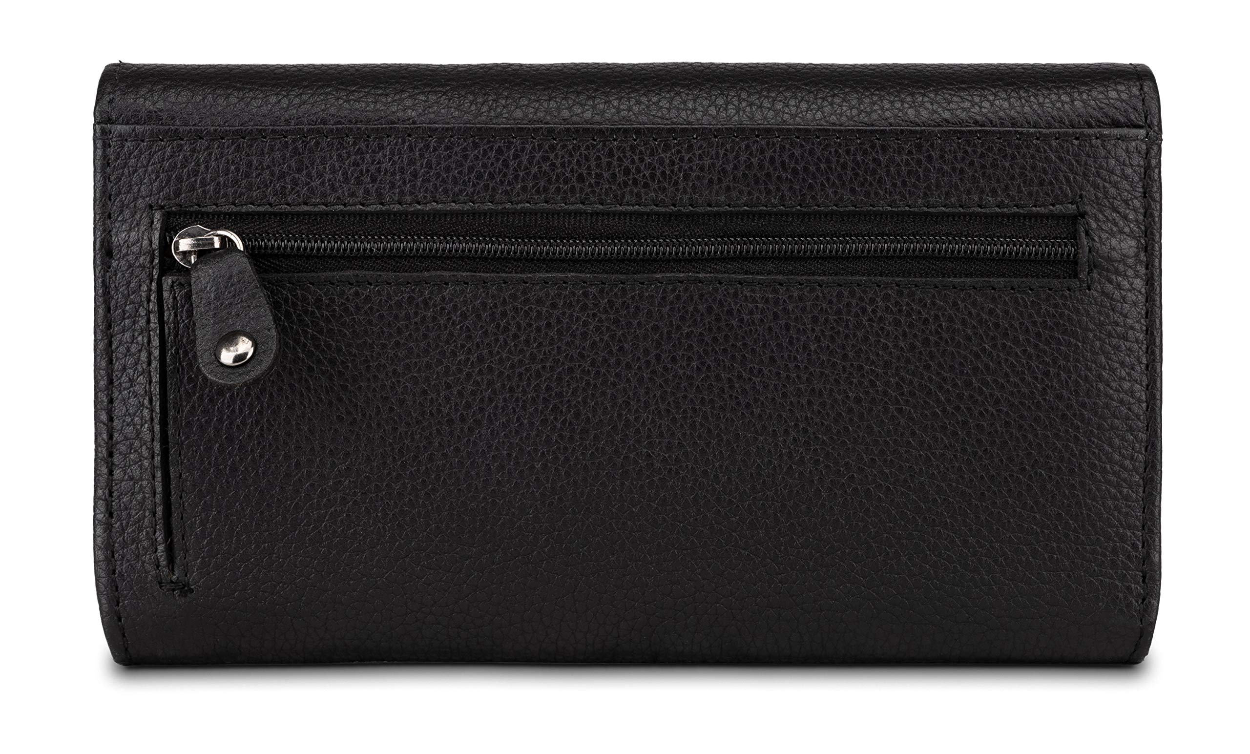 LEABAGS Leather Wallets for Women - RFID Blocking Button Closure 18 credit card slots - Women's Wallets Small Genuine Leather Bifold Compact