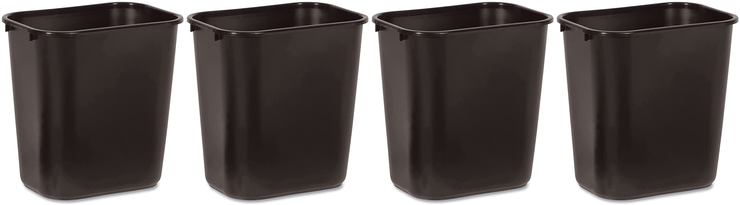Rubbermaid Commercial Rubbermaid 295600BK Deskside Plastic Wastebasket, Rectangular, 7 gal, Black (4)