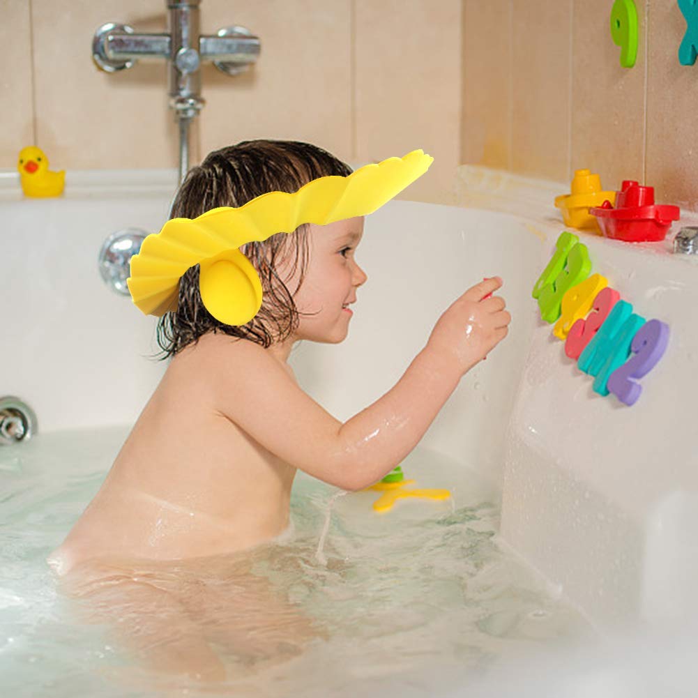 Baby Shower Cap, Adjustable Bathing Shampoo Hat with Ear Protection for Toddler, Baby, Kids, Children(3 Pack)
