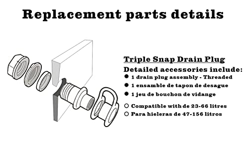 Cooler Replacement Triple Snap Drain Plug, for Igloo Cooler Triple Snap Drain Plug, Cooler Triple Snap Drain Plug.Best Option for Repairing and Replacing Cooler Parts. Compatible with Igloo Cooler.