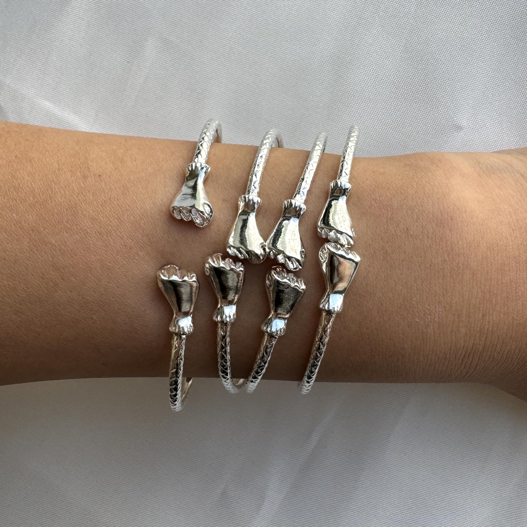 Better Jewelry Fist .925 Sterling Silver West Indian Bangles, 1 pair, Made in the Usa