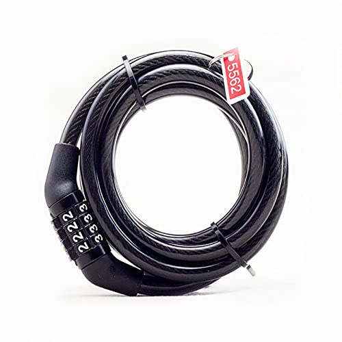 Bicycle Lock Bike Cable Basic Self Coiling Resettable Combination Cable Bike Locks No Key Bicycle Accessories Anti-Theft, Anti-Loss, Easy to Carry (Color : BK)