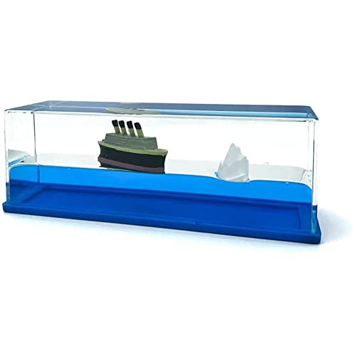 Honsheng Unsinkable Titanic Simulator Toy Wavey Boat in a Box Liquid Wave Cruise Fluid Ship Decoration Ornament for Car Decoration Paperweight Desk Toy Gifts,Recommended Age Range for use: 3+