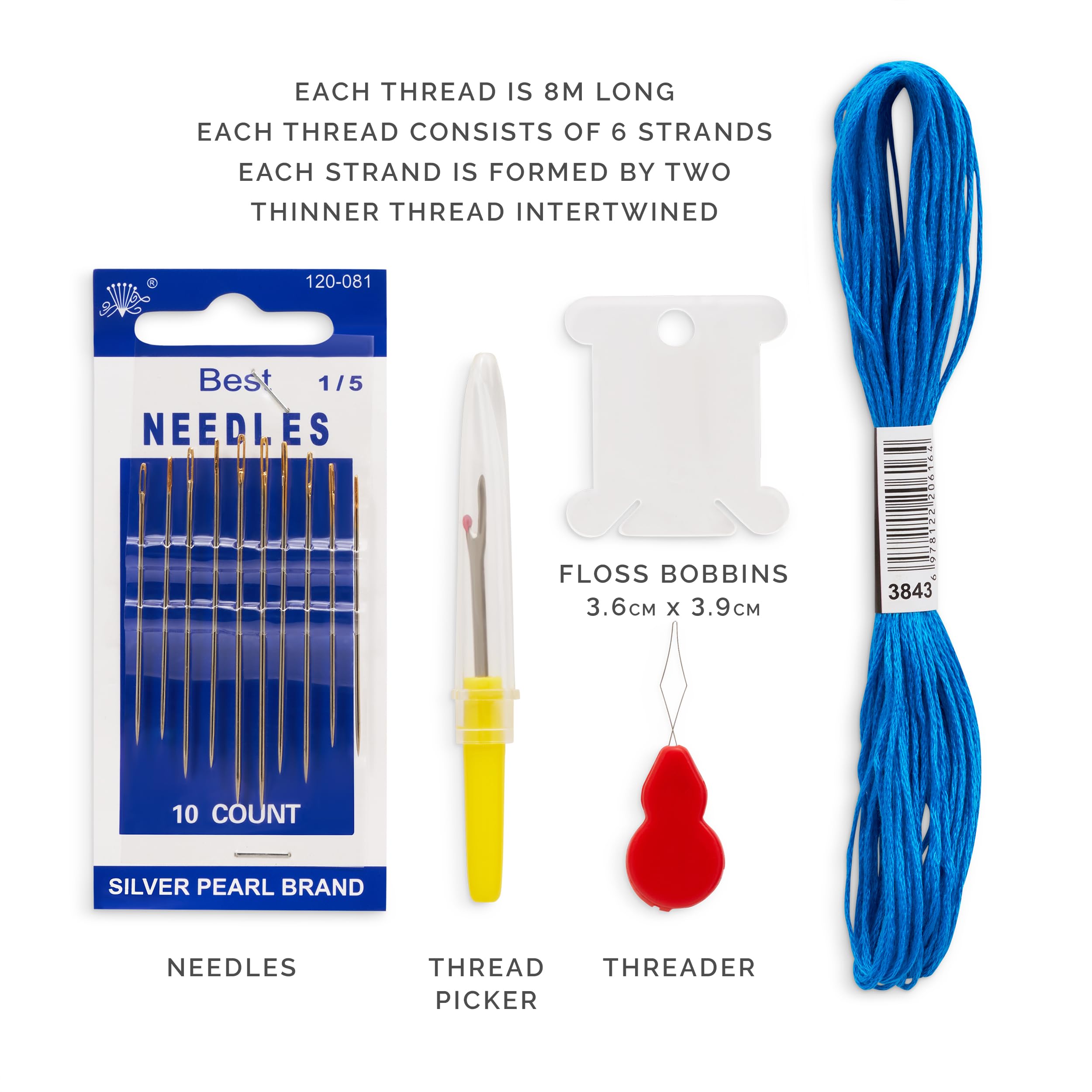 Avenfair Embroidery Threads 50 Skeins per Pack, Multi Color Embroidery Floss, Cross Stitch Threads, Friendship Bracelet Threads, with Free Needles, Floss Bobbins (50 Colors)