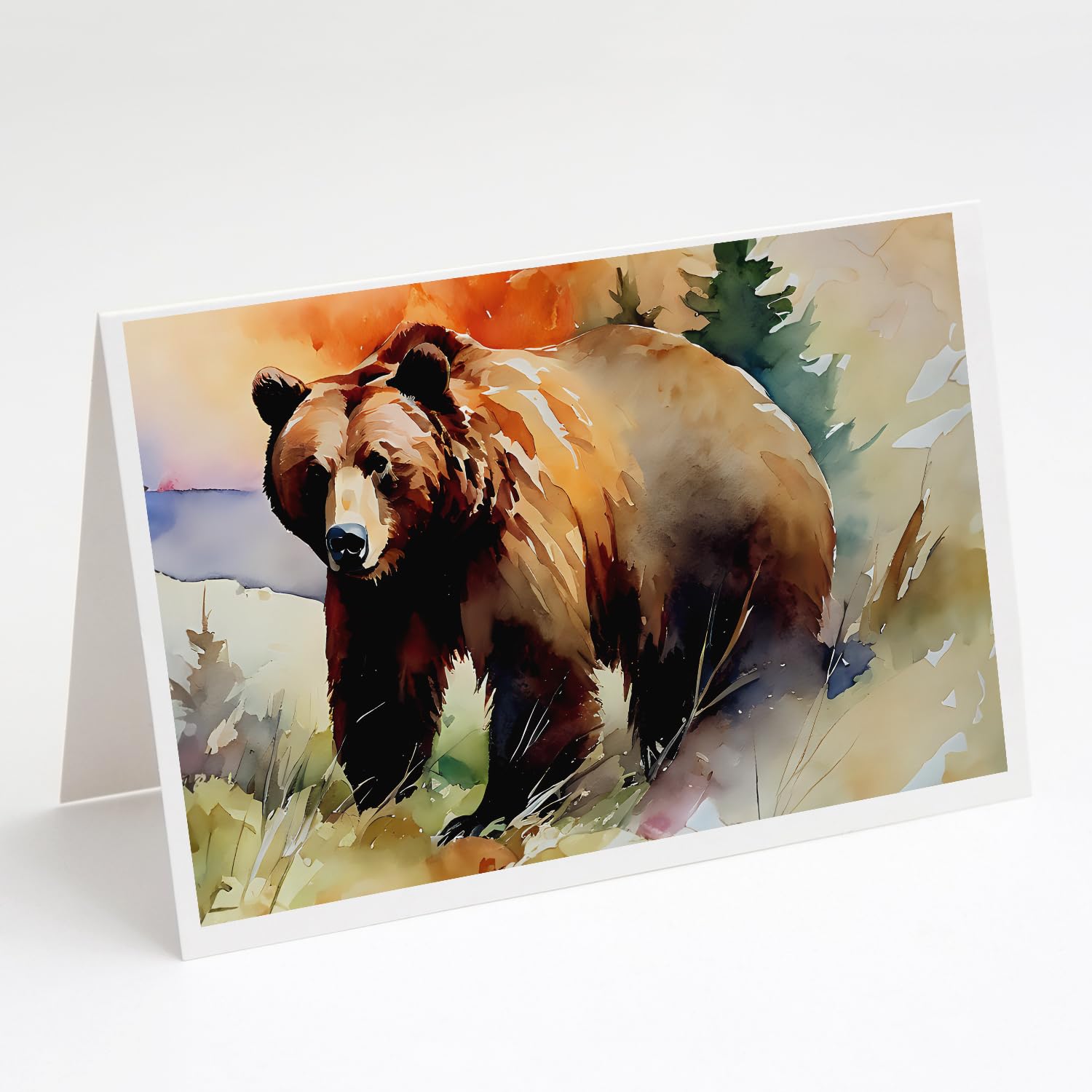 Caroline's Treasures DAC2924GCA7P Grizzly Bear Greeting Cards Pack of 8 Blank Cards with Envelopes Whimsical A7 Size 5x7 Blank Note Cards