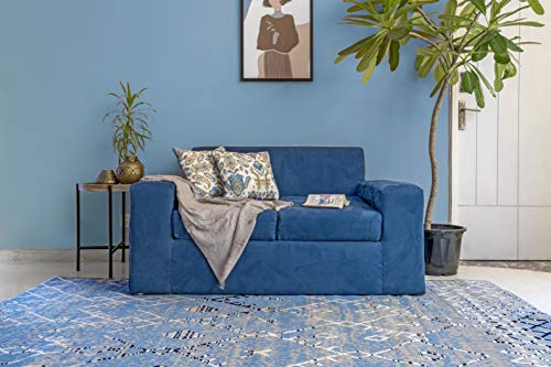 Furnish my Place Trellis Pattern Rug - 7 ft. 8 in. x 11 ft, Light Blue, Bohemian Rug with Transitional Design