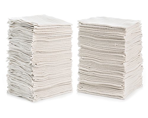 SIMPLI-MAGIC 79006-100PK Shop Towels 14βx12β, White, (Pack of 100)